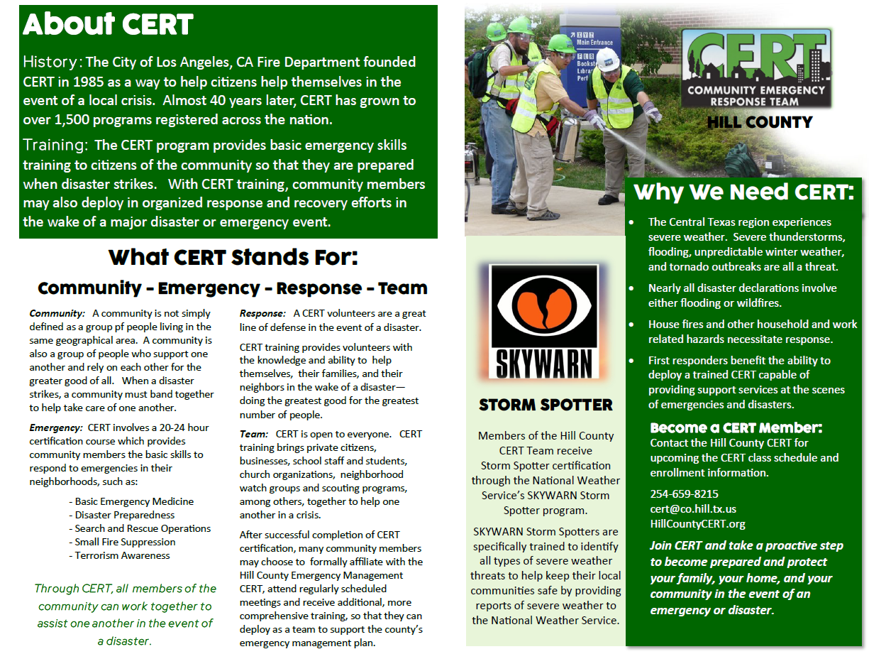 Hill County CERT Community Emergency Response Team – Hill County ...